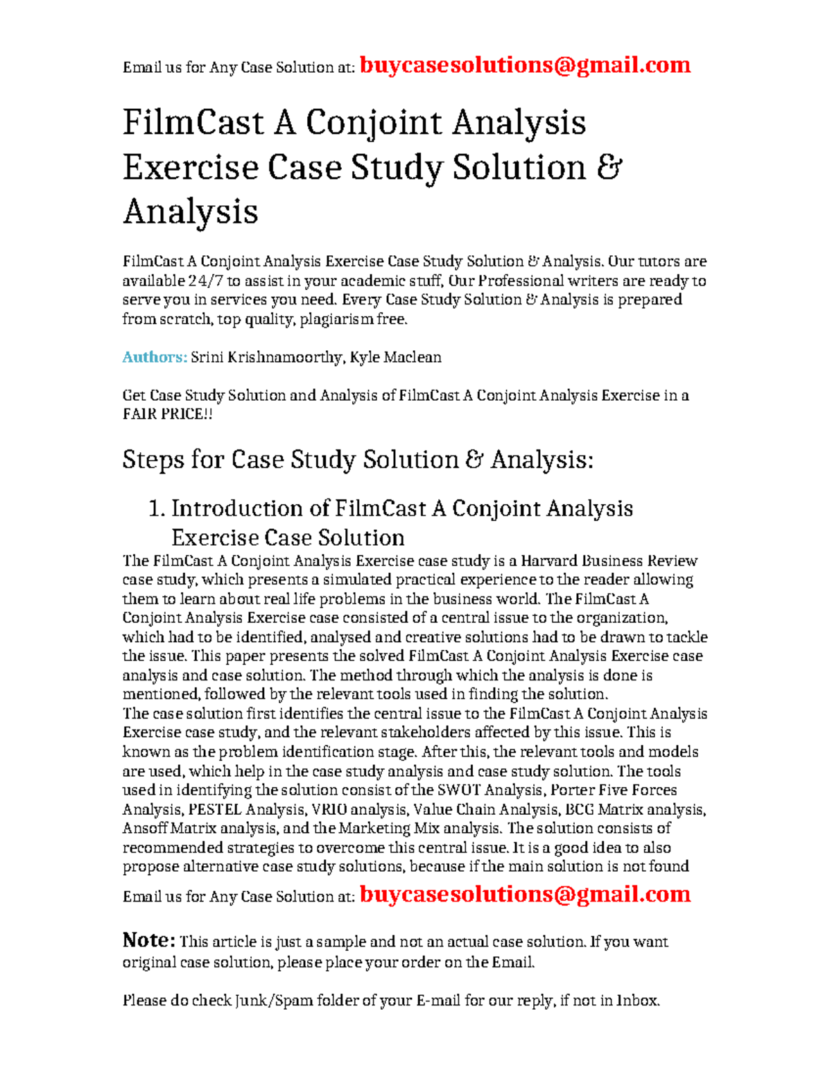 Film Cast A Conjoint Analysis Exercise Case Study Solution Analysis - FilmCast A Conjoint ...