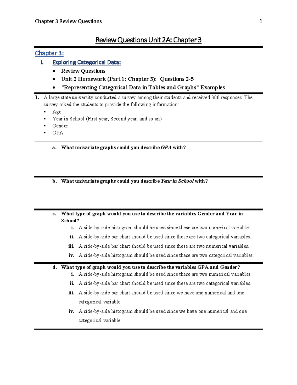 Chapter 3 Review Questions - Review Questions Unit 2A: Chapter 3 ...