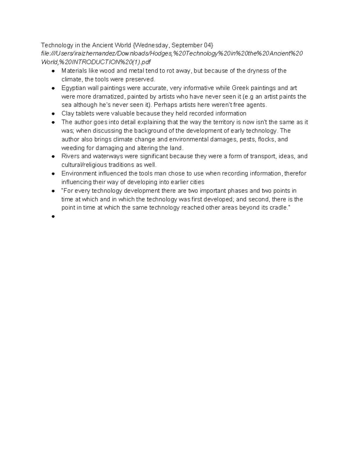 History Reading Notes - Technological Overview - Technology in the ...