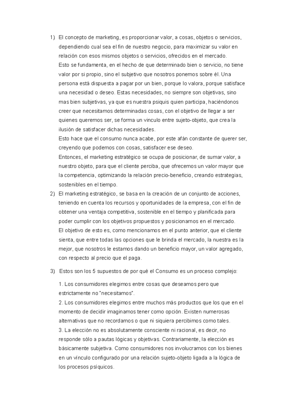 MARKETING TP1 IA - El concepto de marketing, es proporcionar valor, a ...