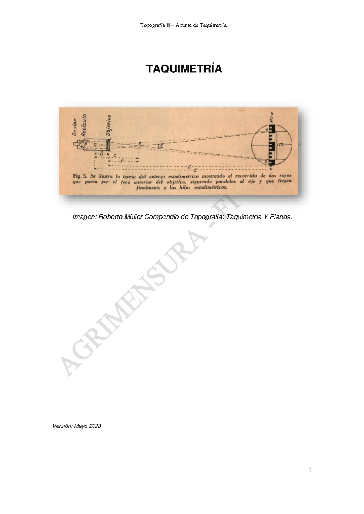 Apunte de Taquimetría - TAQUIMETRÍA Imagen: Roberto Müller Compendio de ...