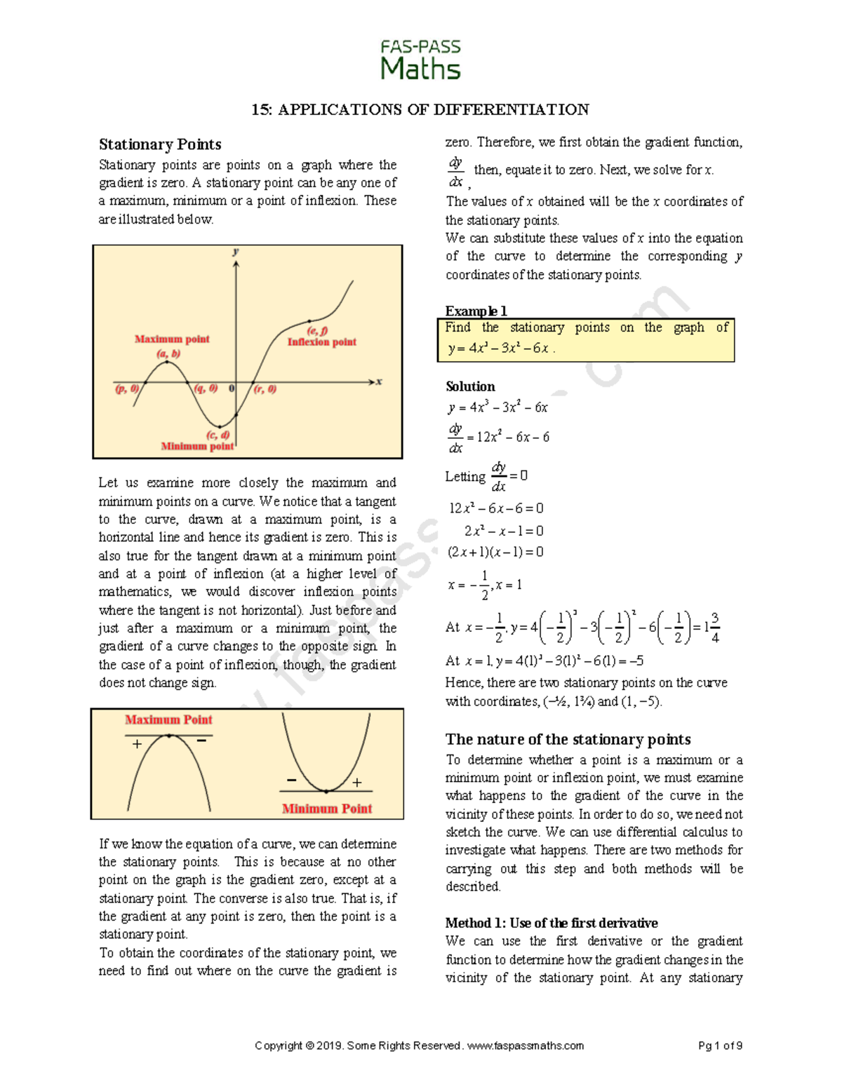 Application of differentiation - faspassmaths 15: APPLICATIONS OF ...