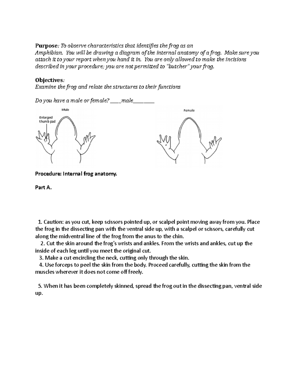 Lab Virtual Dissection - Purpose: To observe characteristics that ...