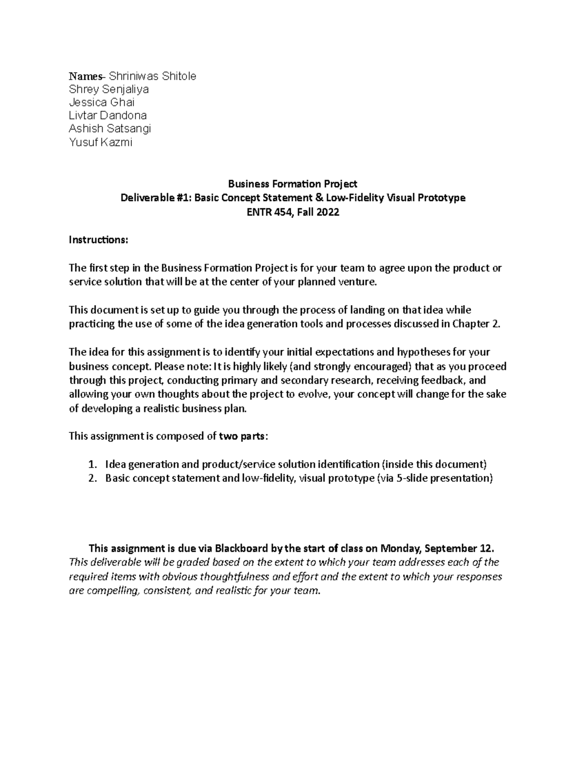 454- Deliverable 1 - Delivarable 1 - Names- Shriniwas Shitole Shrey ...