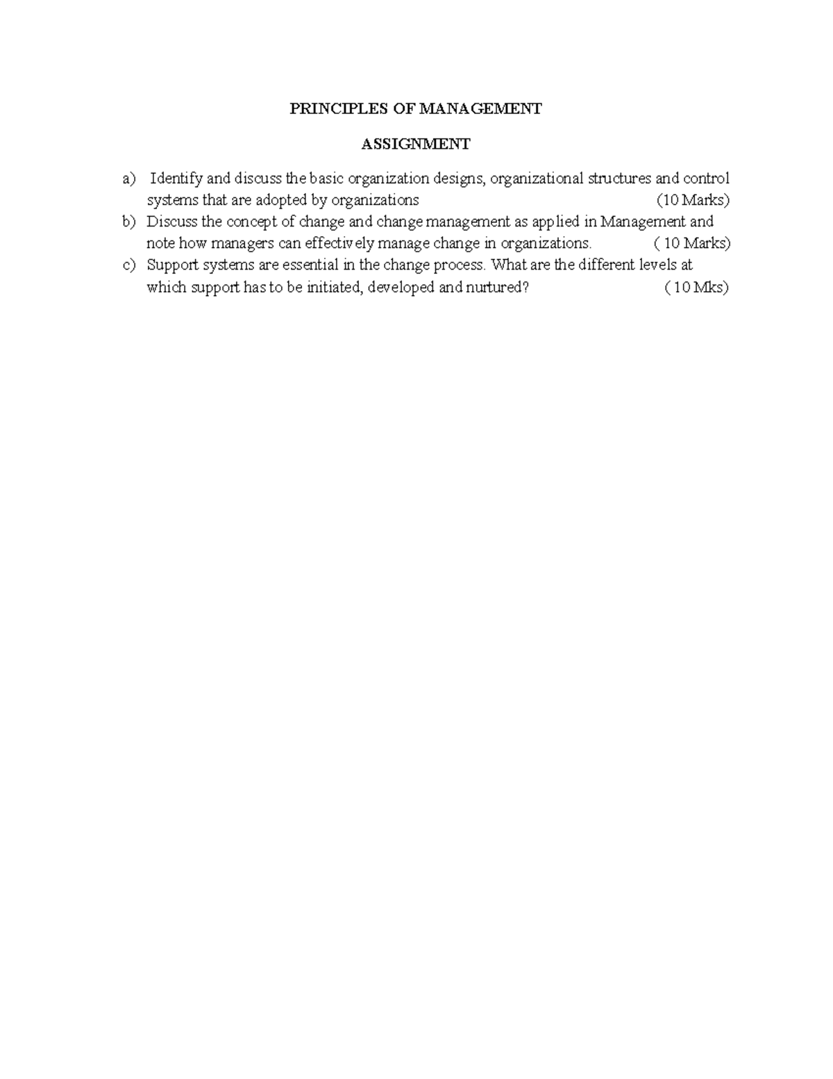 Principles OF MNGT Management Assignment - PRINCIPLES OF MANAGEMENT ...