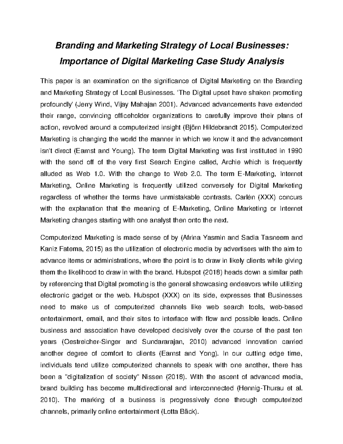 Branding and Marketing Strategy of Local Businesses: Importance of ...