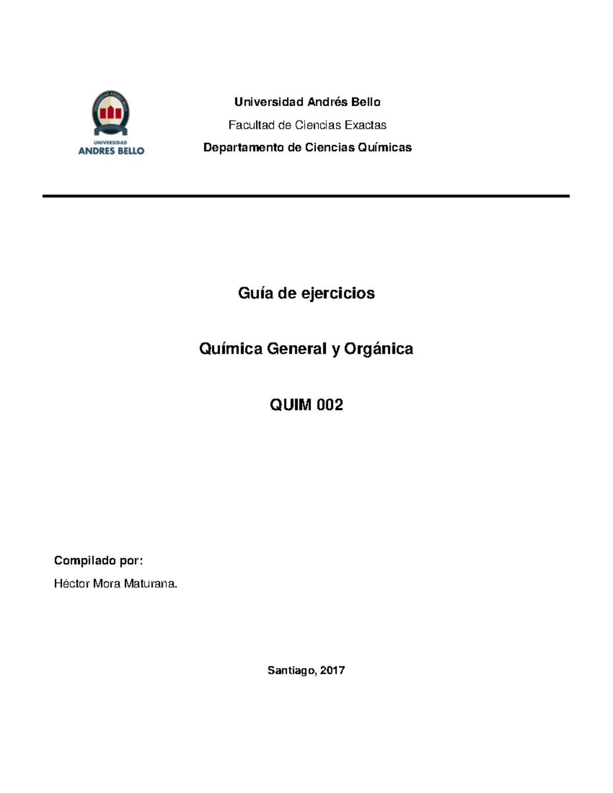 00-GUIA Ejercicio QUIM 002 2022 - Universidad Andrés Bello Facultad de Ciencias Exactas ...