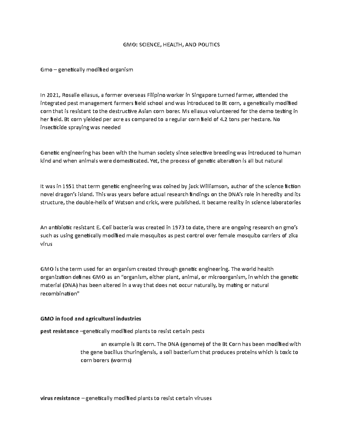 Lesson 12 STAS GMO - GMO: SCIENCE, HEALTH, AND POLITICS Gmo ...