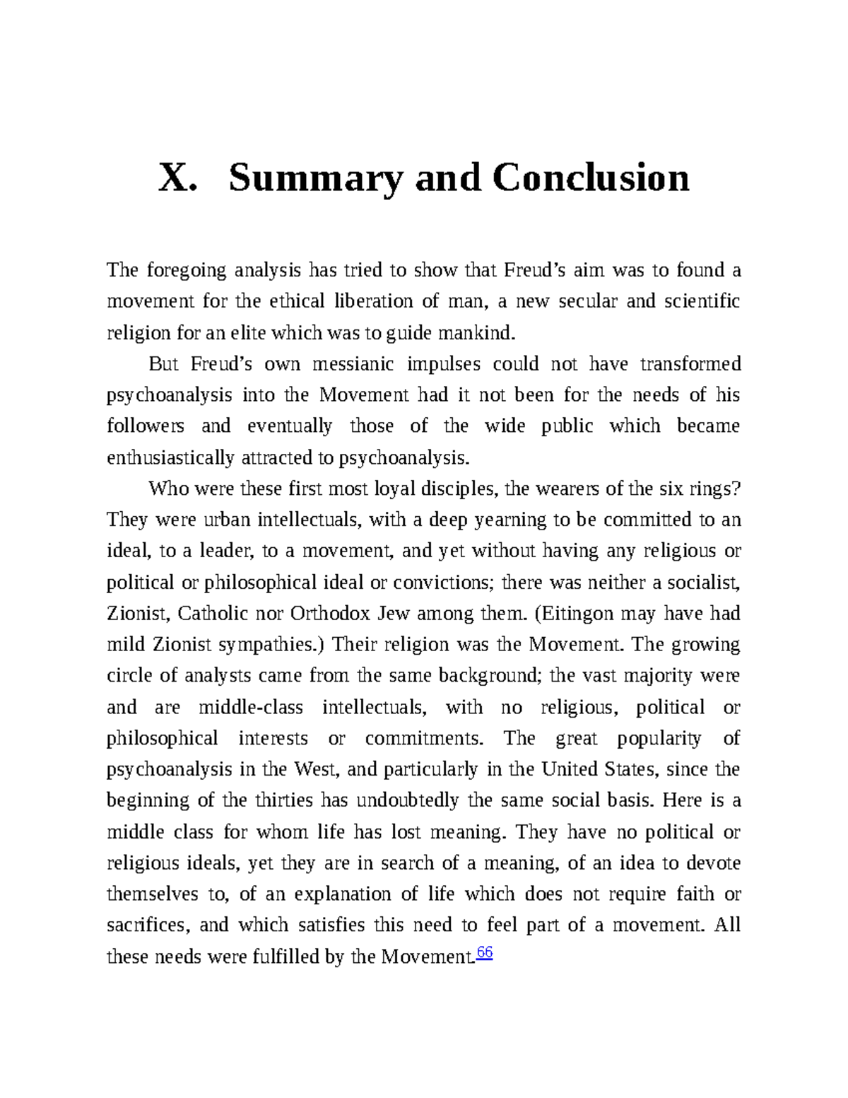 Summary and Conclusion - X. Summary and Conclusion The foregoing ...