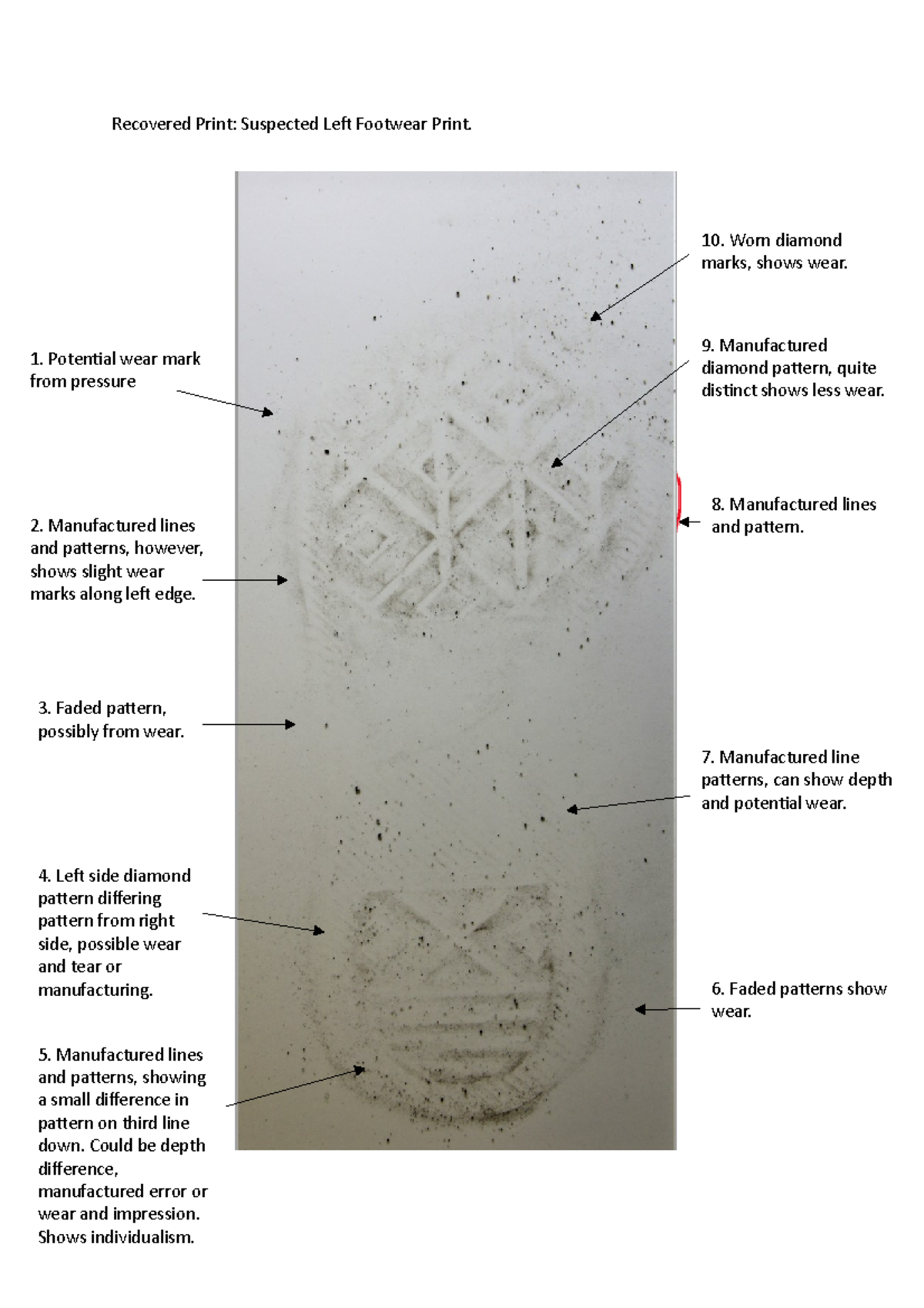 Principles of forensic science - Shoe sole analysis - Recovered Print ...