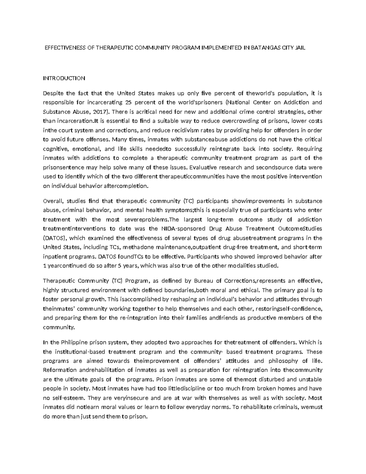 CA 3 Effects of the TCMP - CA 3 - EFFECTIVENESS OF THERAPEUTIC ...