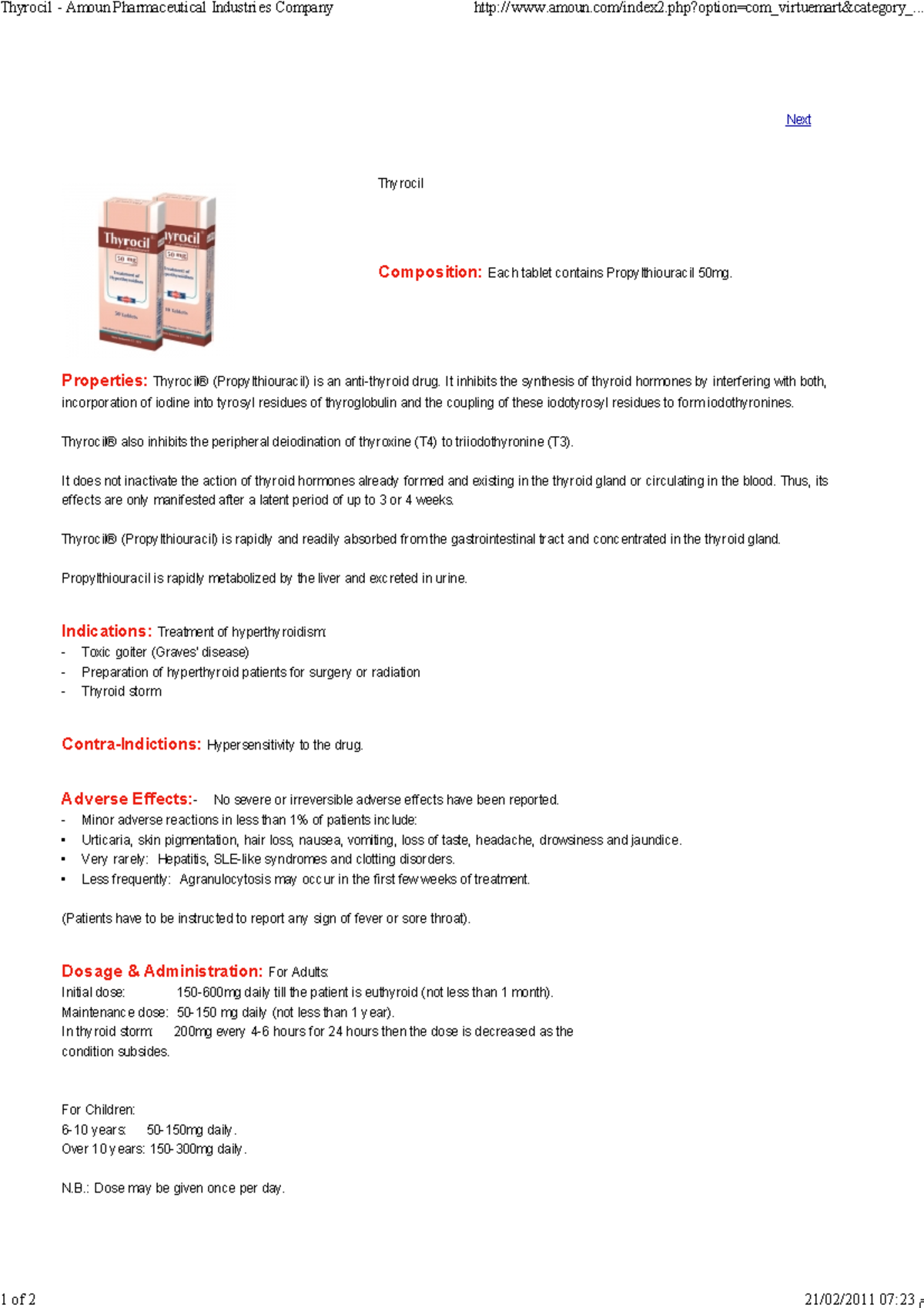 Thyrocil - Amoun Pharmaceutical Industries Company - Next Thyrocil ...
