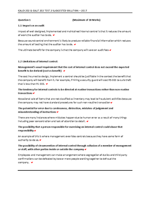 Auditing 2 - Main Exam - Suggested Solution 2017 ...