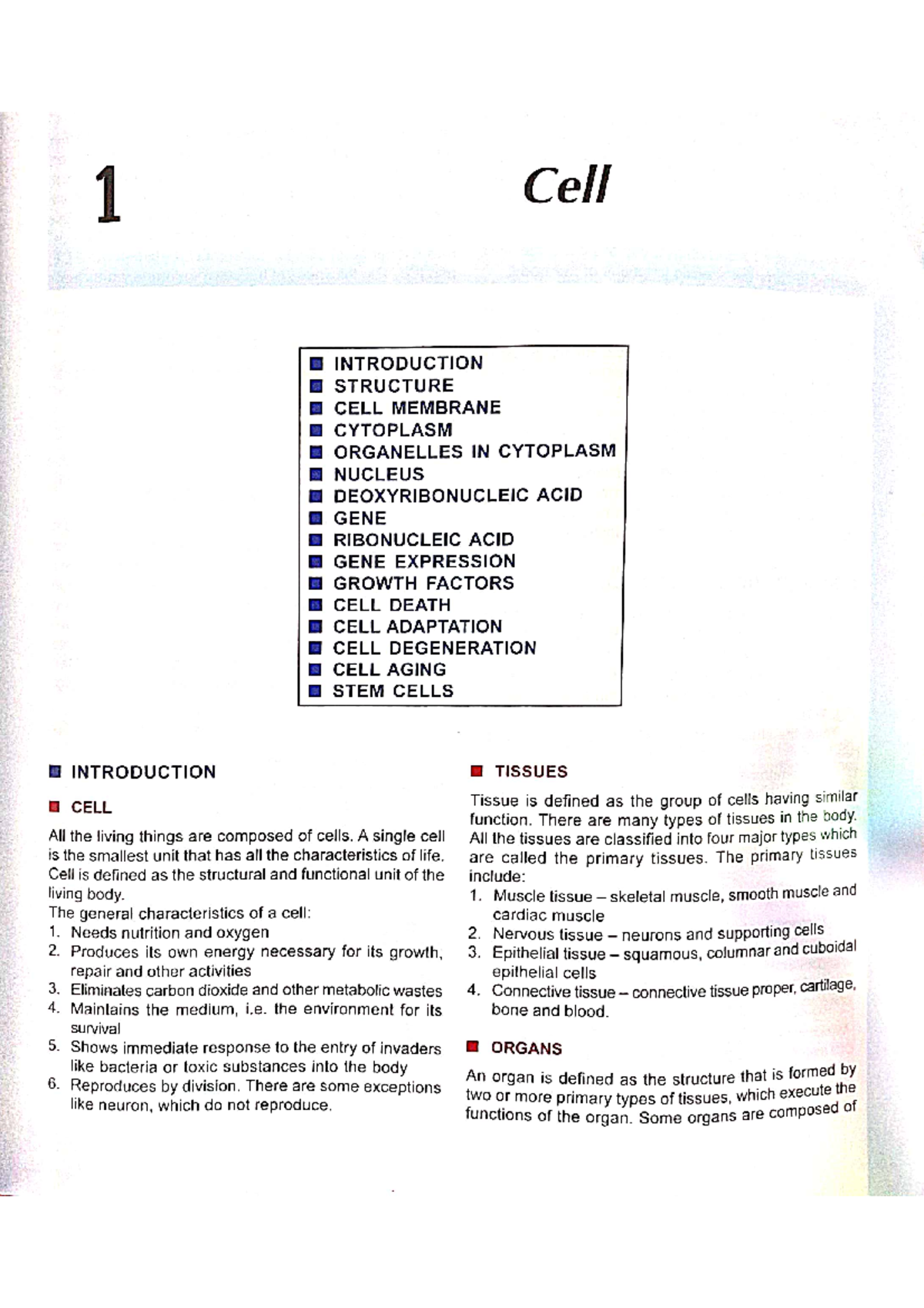 Cell - Lecture notes - Bachelor of dental science - Studocu