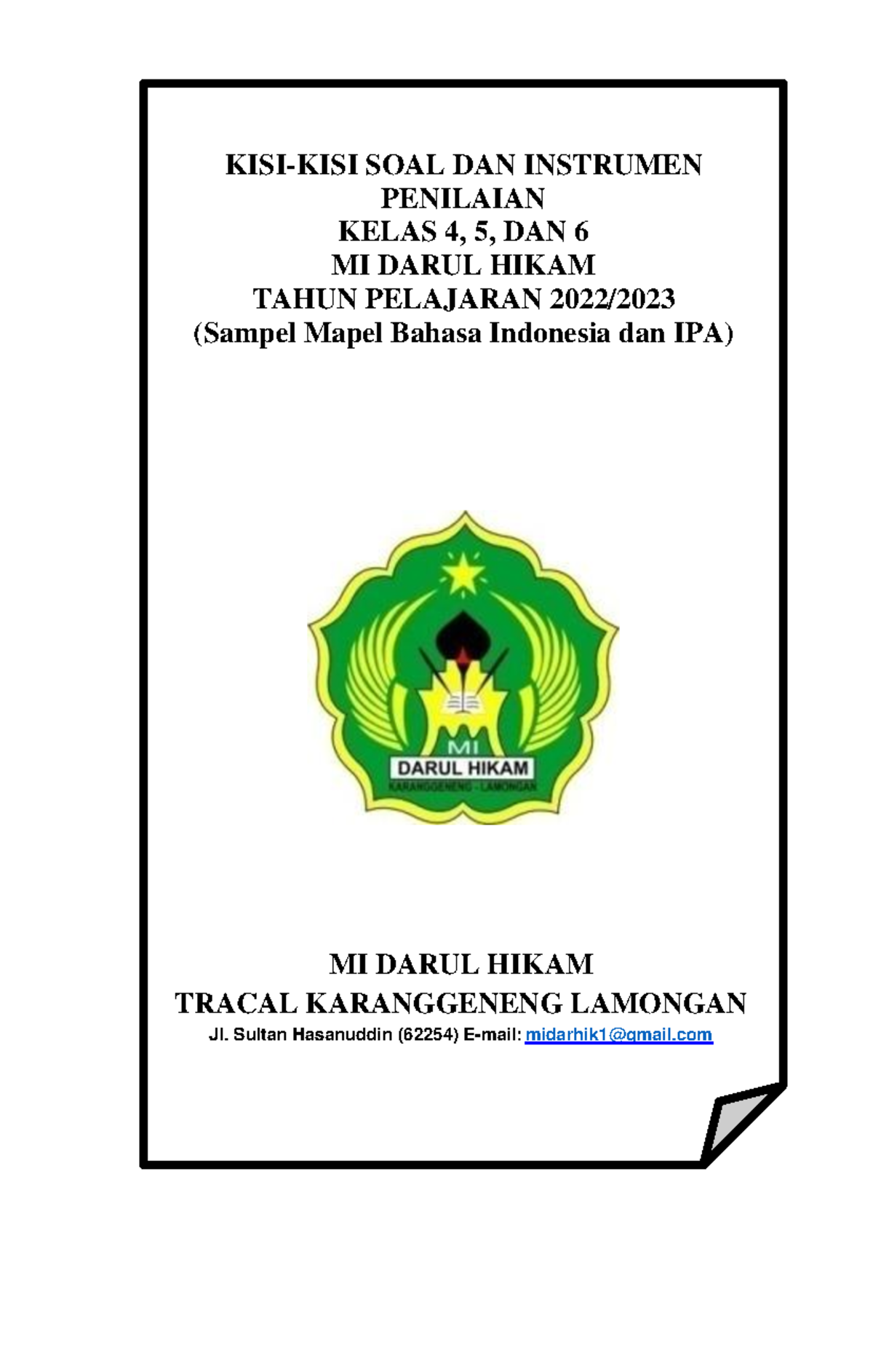 11. Kisi-kisi soal dan instrumen penilaian formatif dan sumatif SD kelas 4, 5, 6 - KISI-KISI ...