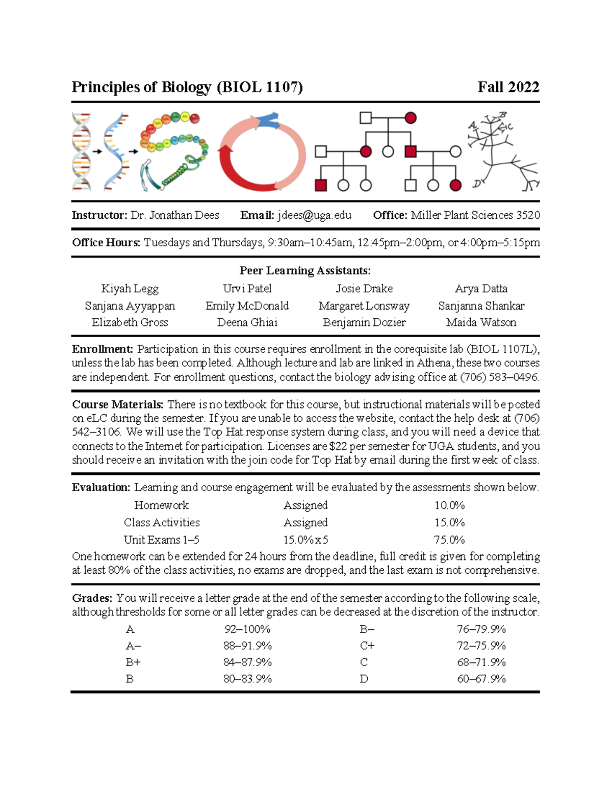 Course Syllabus - Principles of Biology (BIOL 1107) Fall 2022 ...