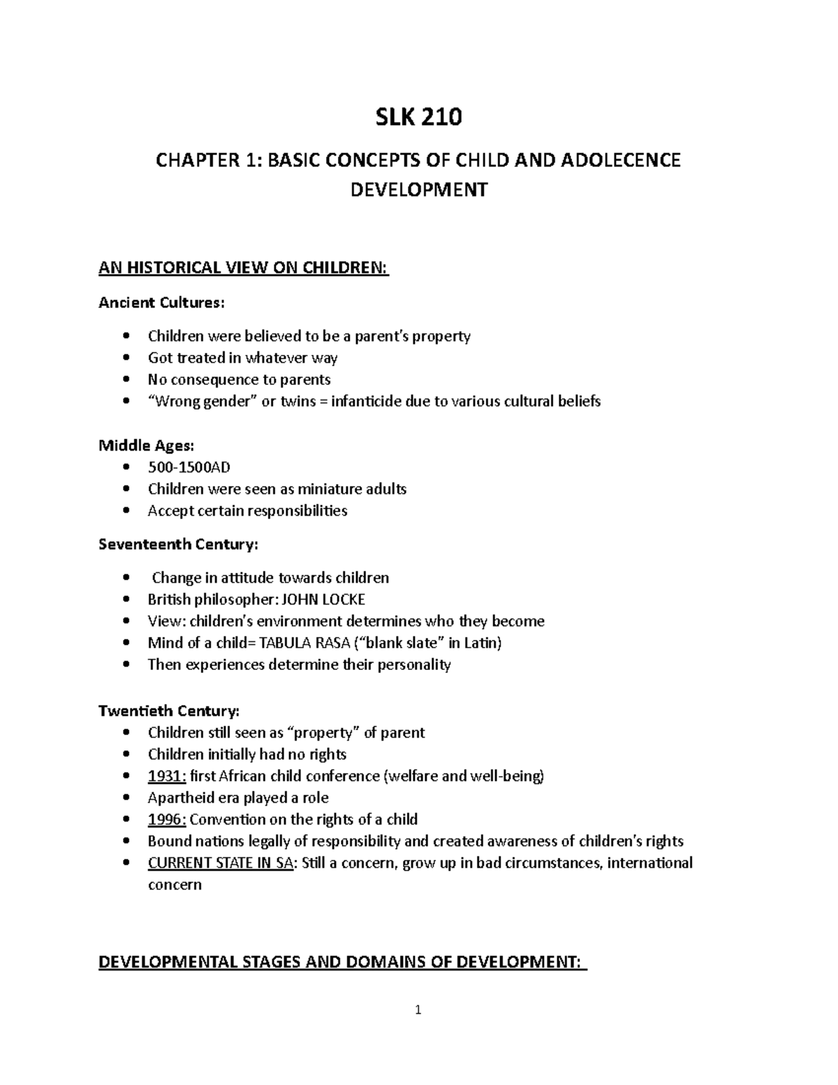 Chapter 1 Concepts of child and adolecence development - SLK 210 ...