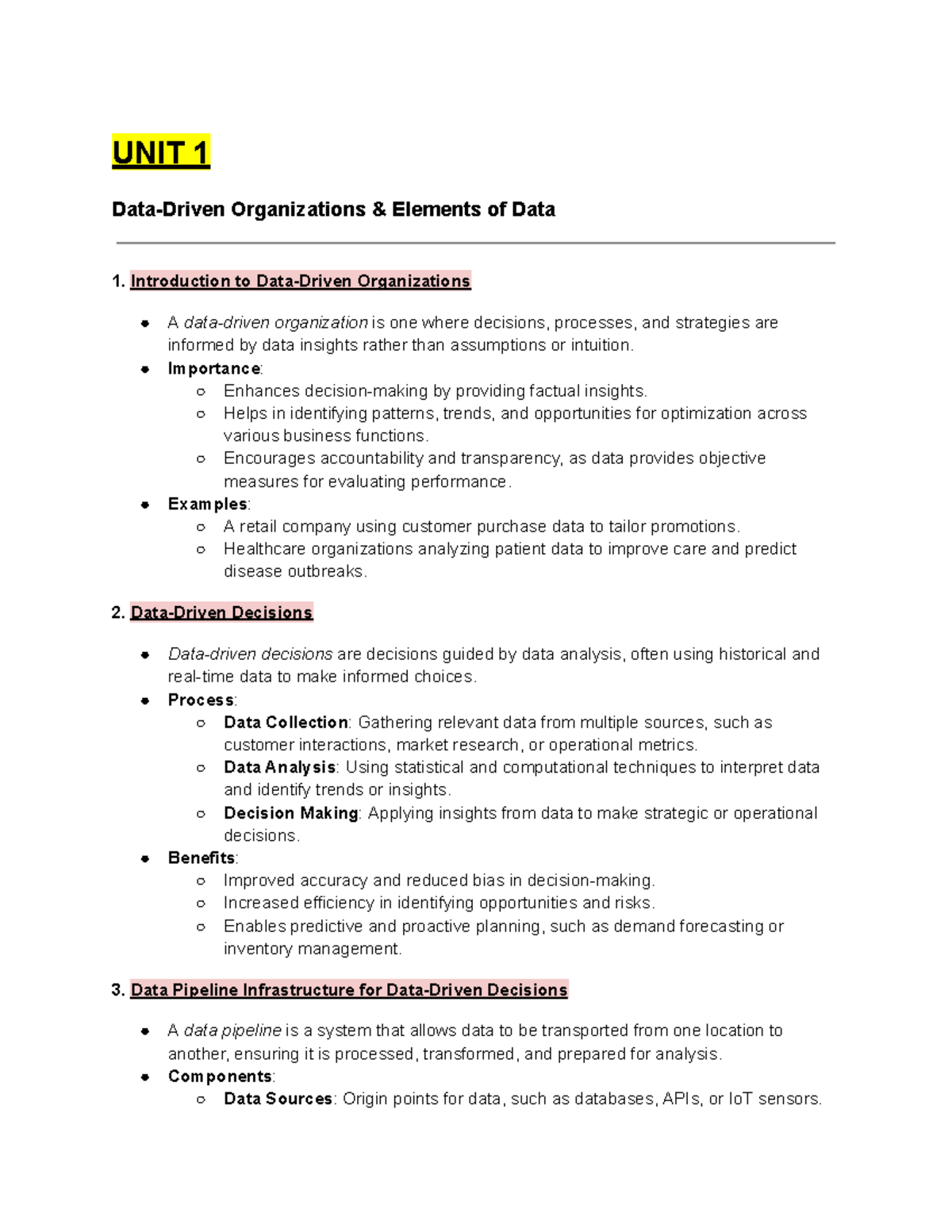 Data Engineering - UNIT 1 Data-Driven Organizations & Elements of Data ...