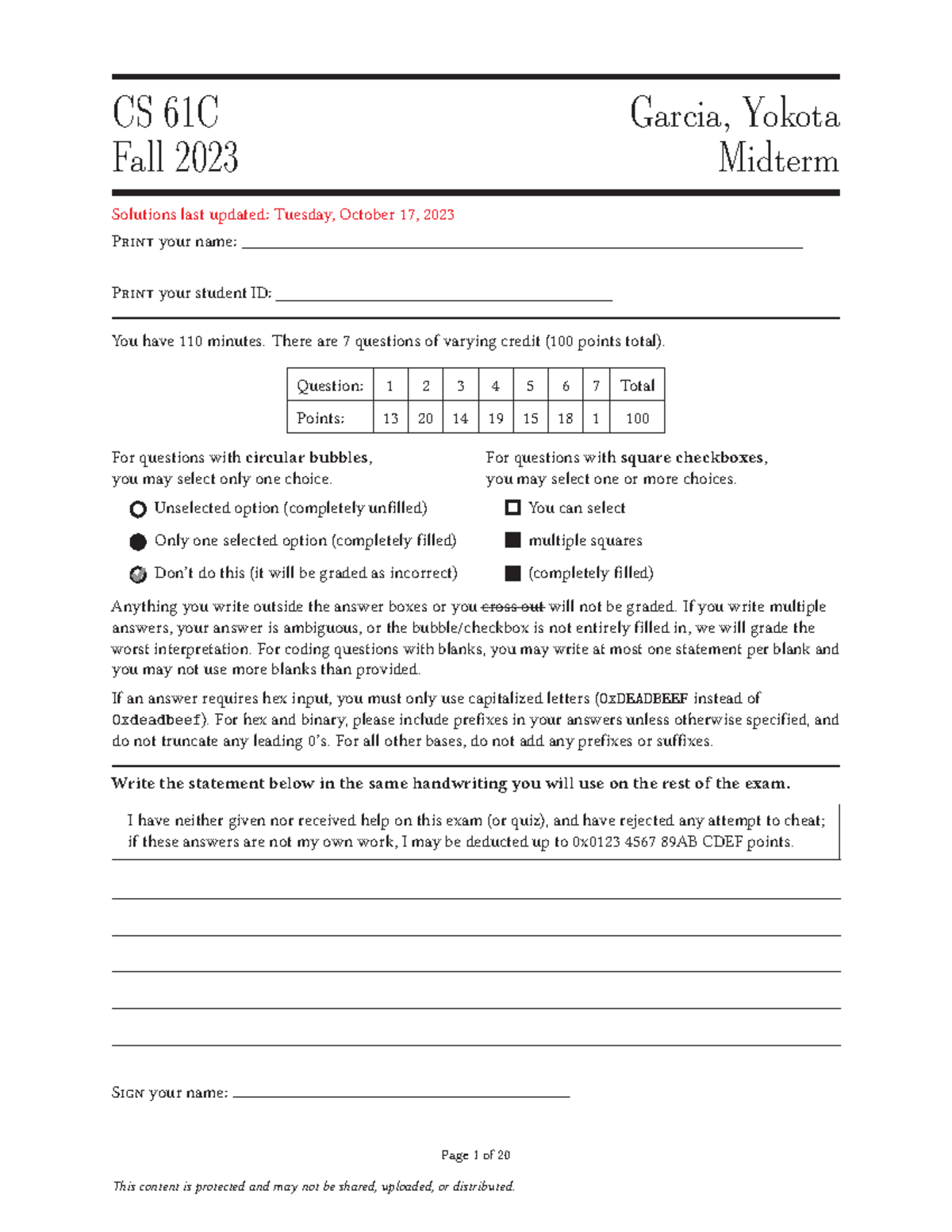 Fa23-midterm-sols - Fa23-midterm-sols - CS 61C Fall 2023 Garcia, Yokota ...