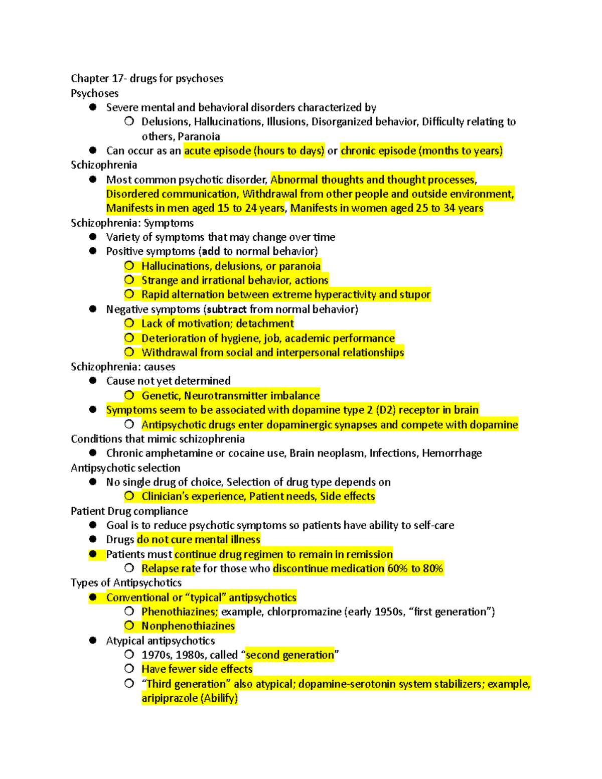 drugs for psychosis psychosis drug - Chapter 17- drugs for psychoses ...