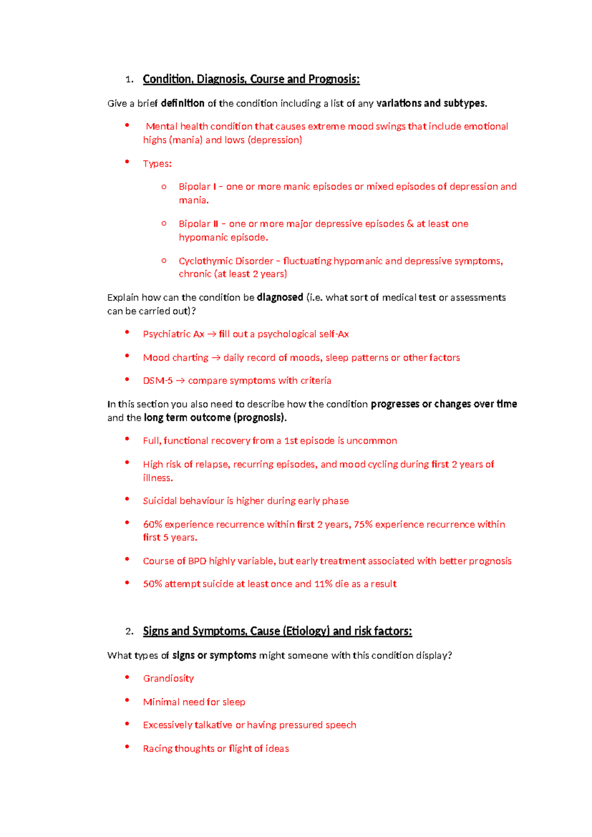 Bipolar - Clinical Proforma - 1. Condition, Diagnosis, Course and ...