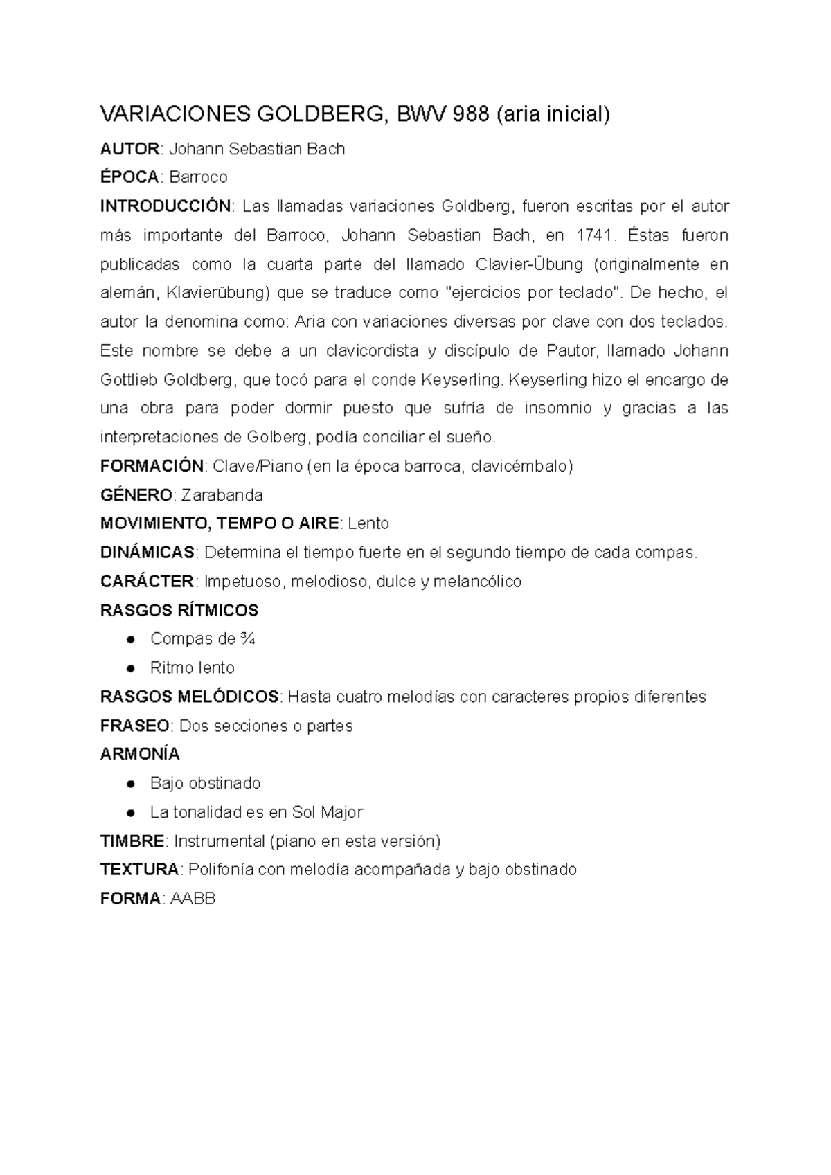 Análisis DE UNA OBRA Musical - Variaciones Goldberg, BWV 988 - SELE ...