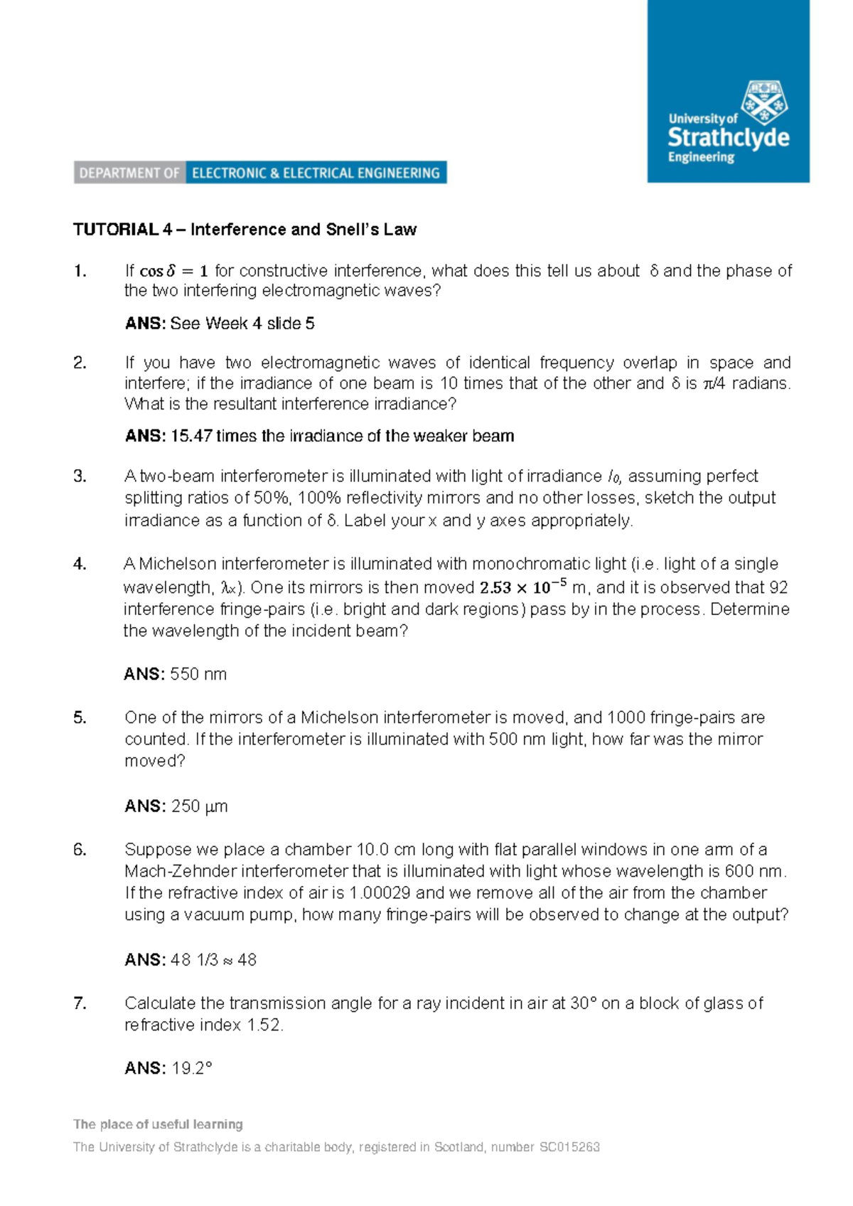 EE473 Tutorial Week 4 - The place of useful learning The University of ...