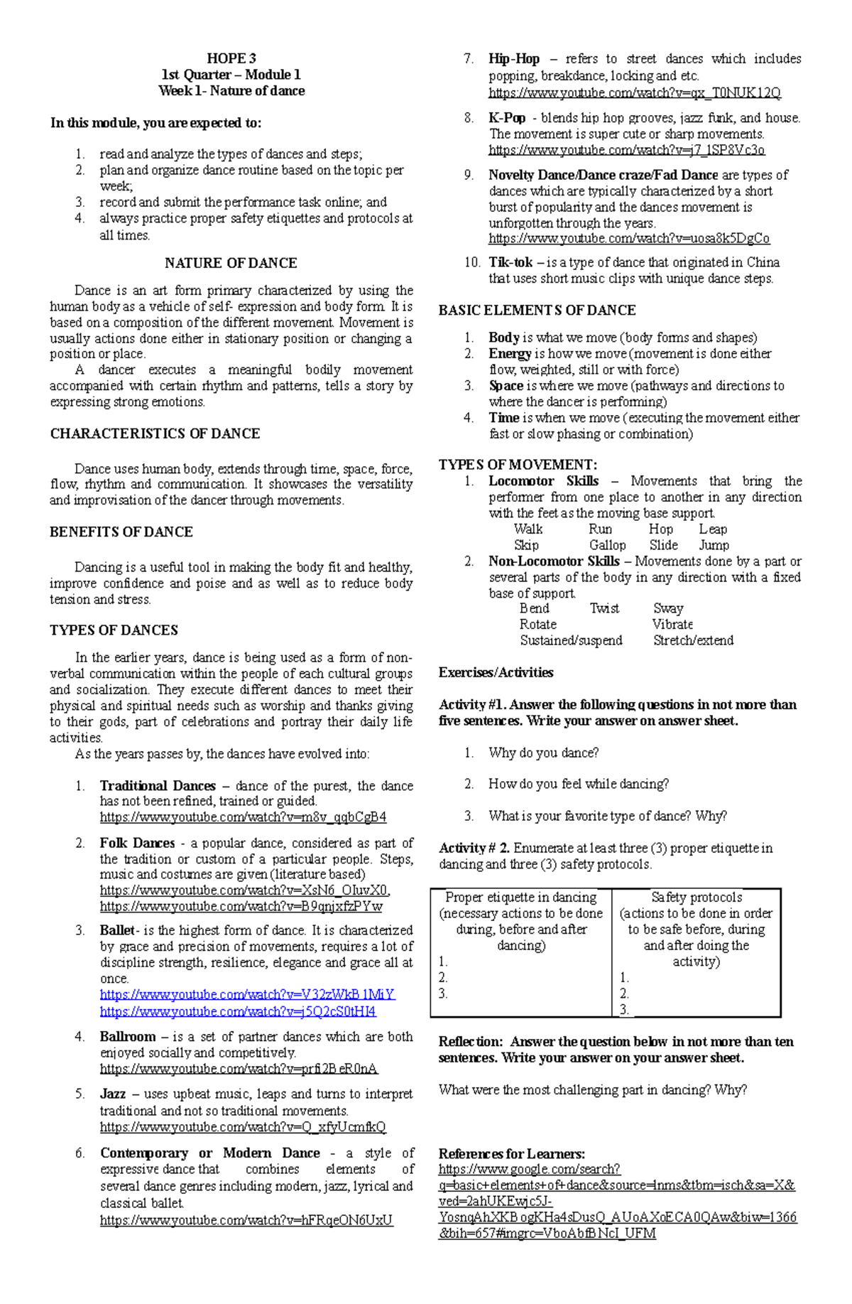 H3Q1WK-1-9 - LECTURE - HOPE 3 1st Quarter – Module 1 Week 1- Nature of ...