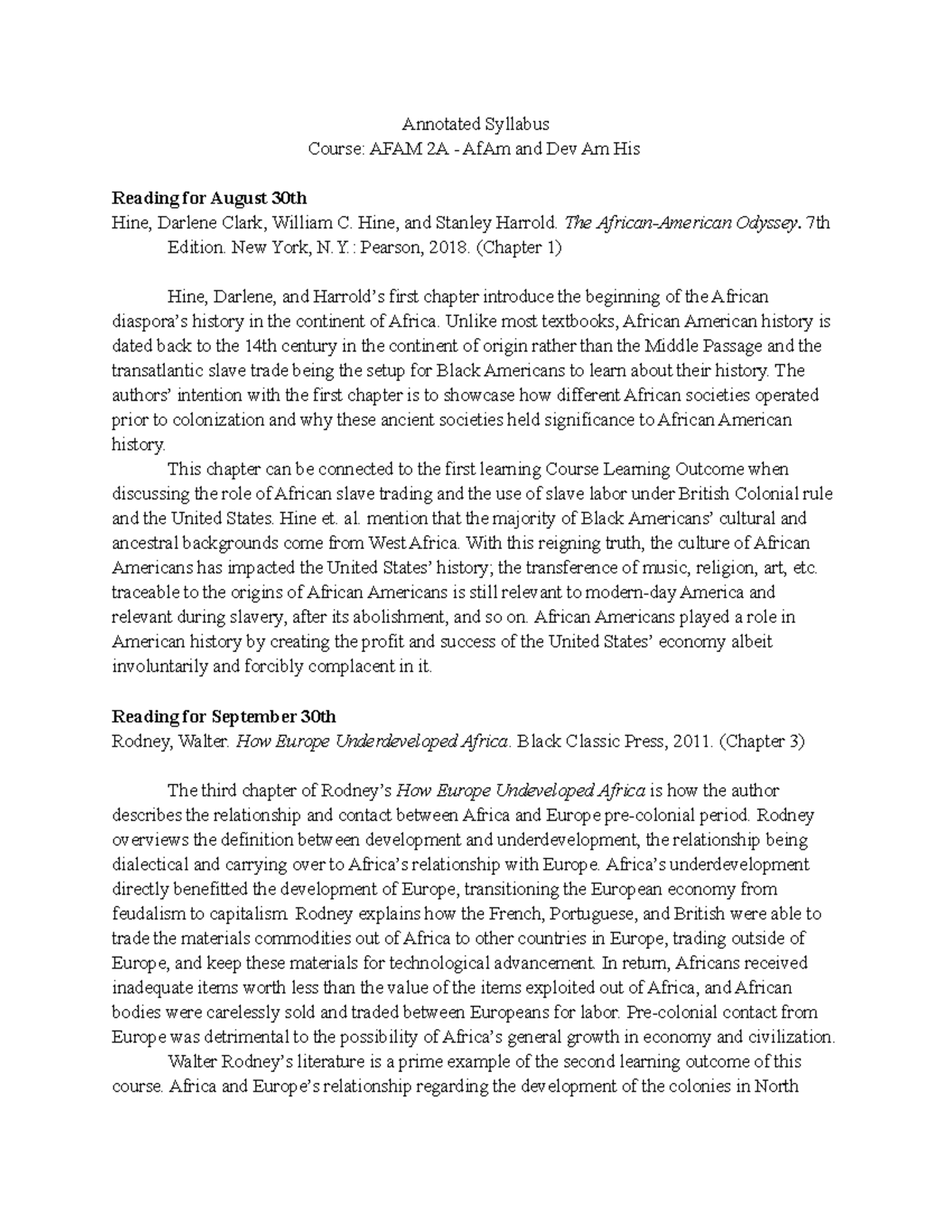 Annotated Syllabus AFAM 2A - Annotated Syllabus Course: AFAM 2A - AfAm ...