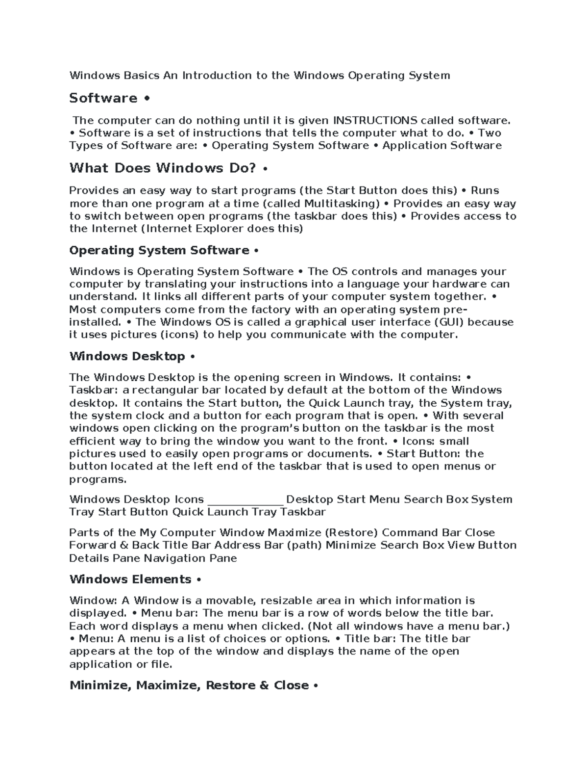 Rbb windows basic - Windows Basics An Introduction to the Windows ...