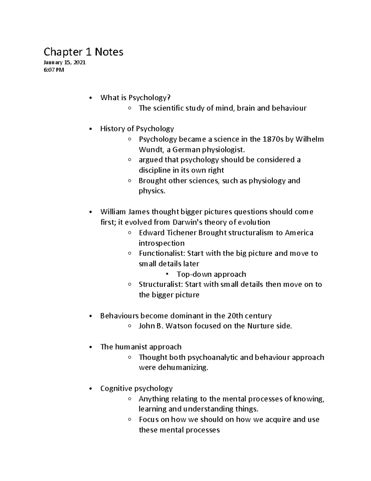 Chapter 1 Notes - Chapter 1 Notes January 15, 2021 6:07 PM What is ...