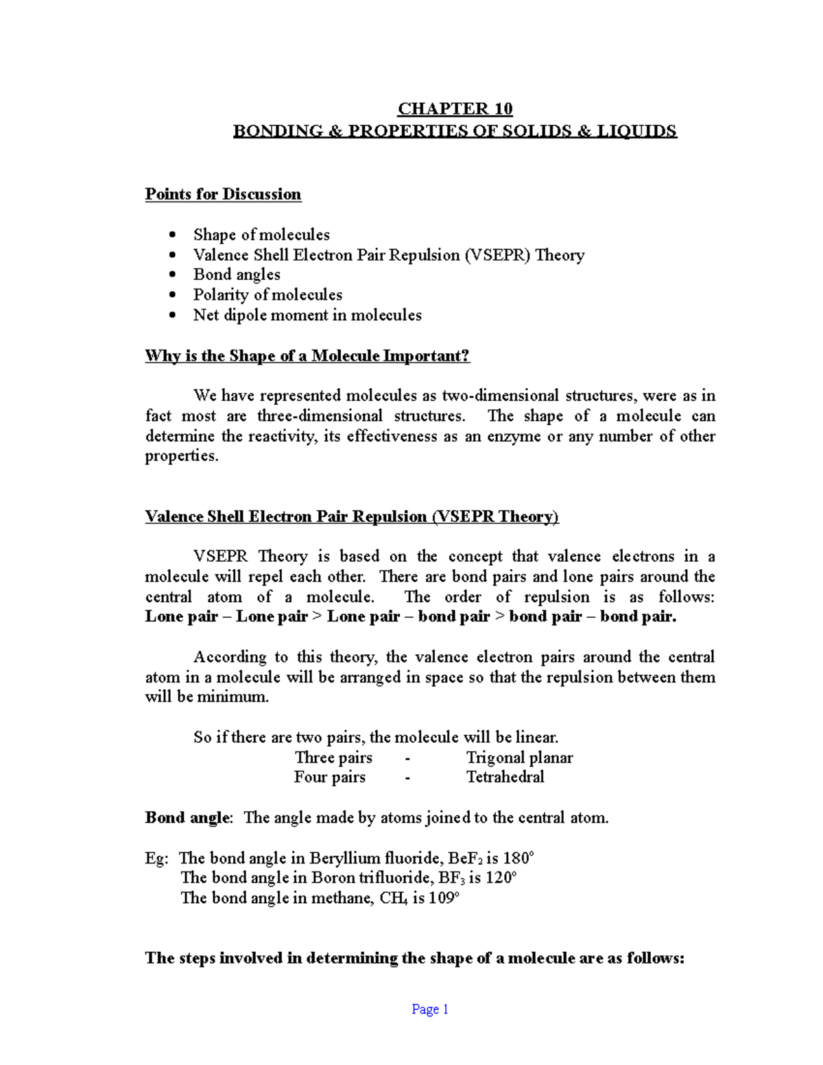 Chapter-10- summary - Basic Chemistry - CHAPTER 10 BONDING & PROPERTIES ...