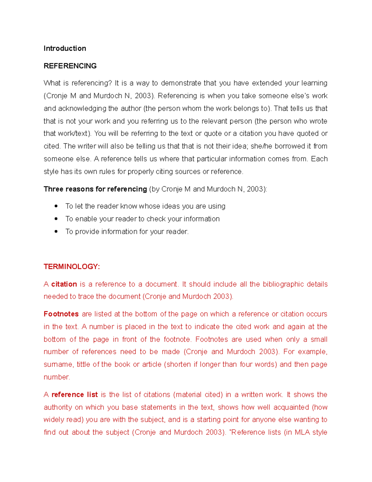 Referencing HFLS - Lecture notes 4 - Introduction REFERENCING What is ...