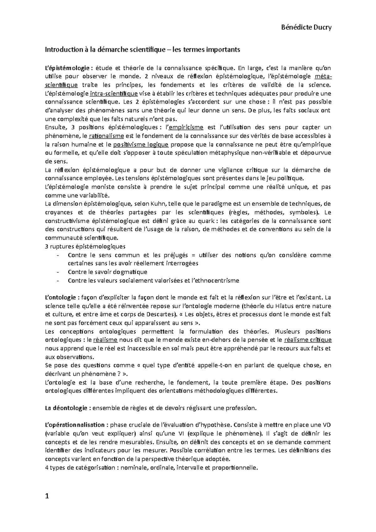 Termes IDS - concepts clés - Introduction à la démarche scientifique – les termes importants ...