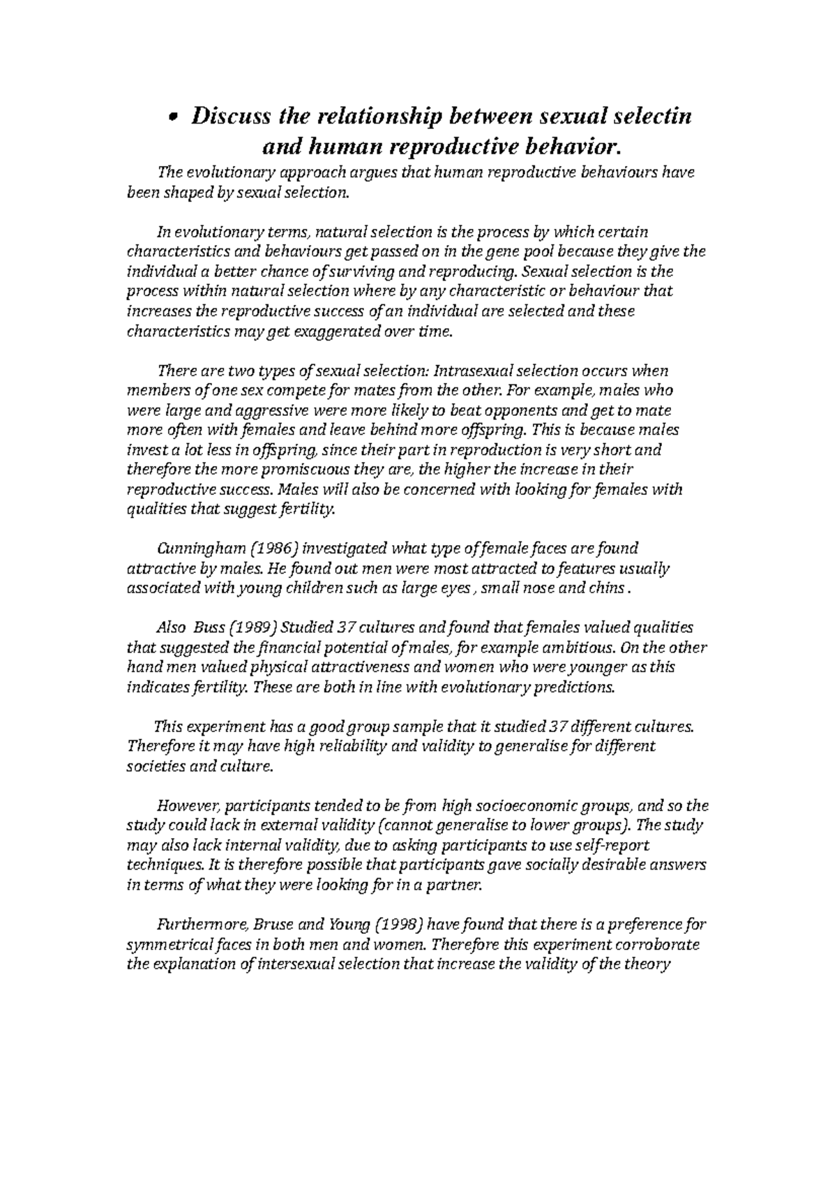 Psychology relationship between sexual selectin and human reproductive ...