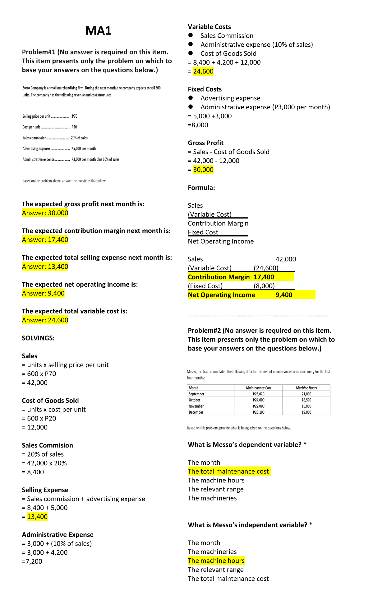 MA1- Quizzes- Reviewerrrr for Accounting Subject - MA Problem#1 (No ...