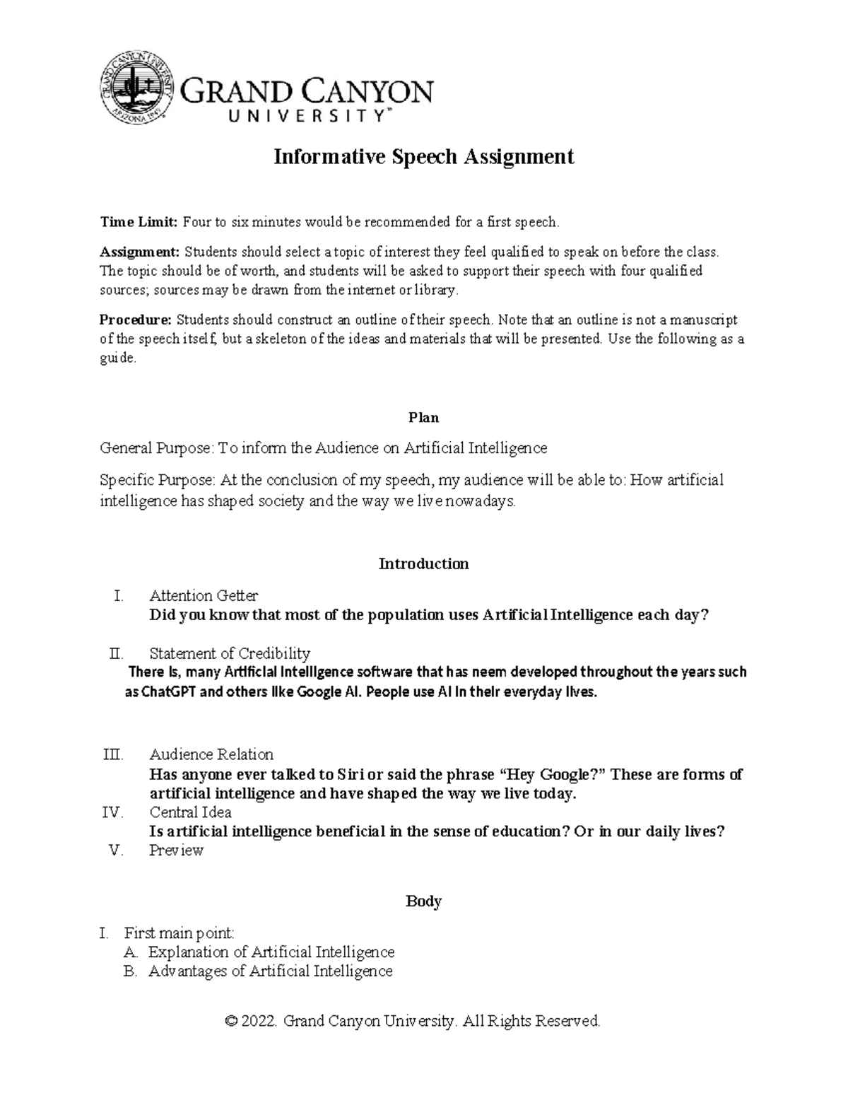 STG-390-Informative Speech Outline Alejandro Gutierrez - Informative ...