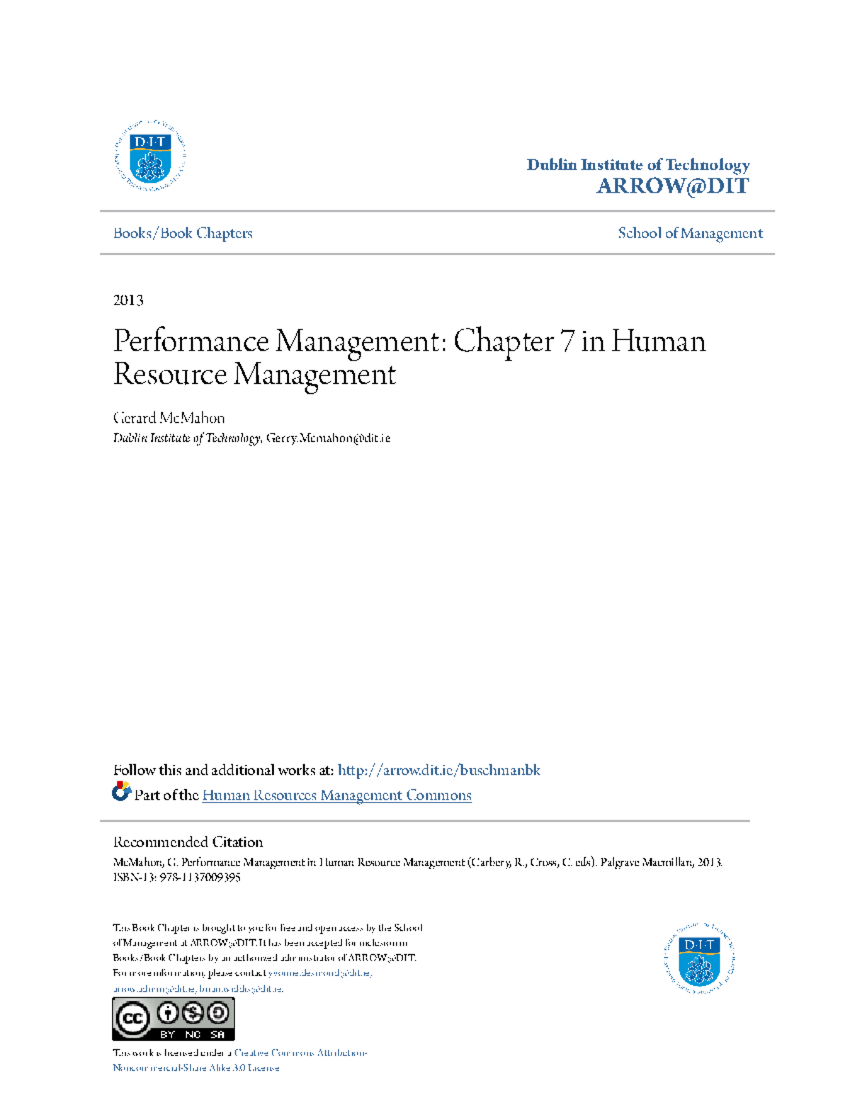 Performance Management Chapter 7 in Human Resource Management - Dublin ...