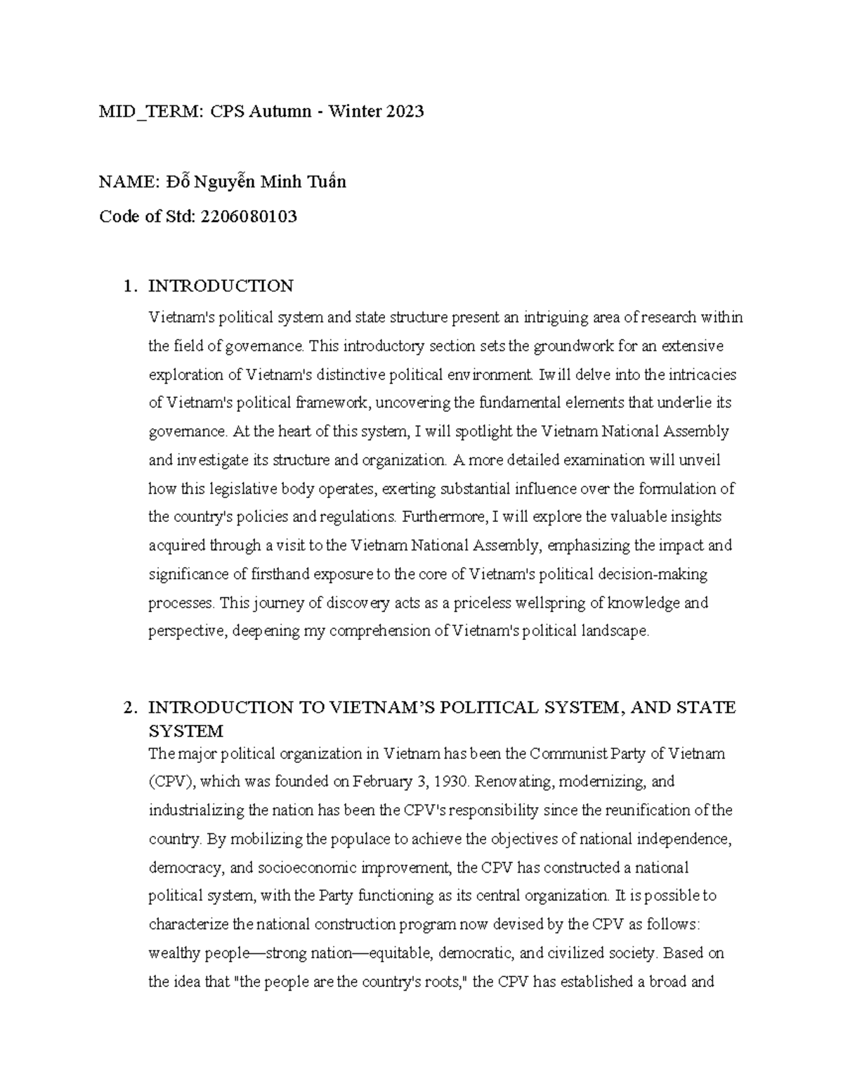 CPS Midterm - àafafaf - MID_TERM: CPS Autumn - Winter 2023 NAME: Đỗ Nguyễn Minh Tuấn Code of Std ...