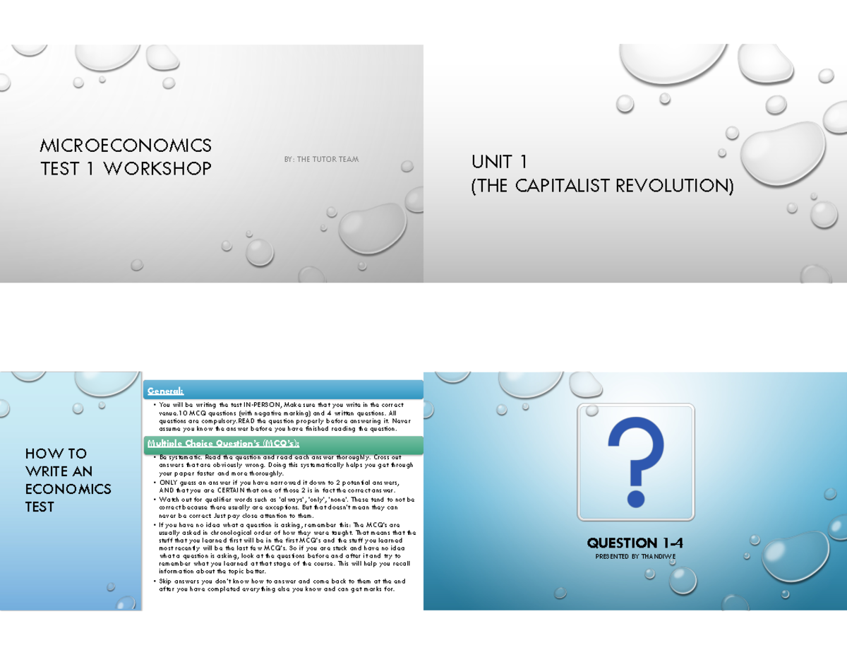 Class test 2022 march Test 1 solution - MICROECONOMICS TEST 1 WORKSHOP ...