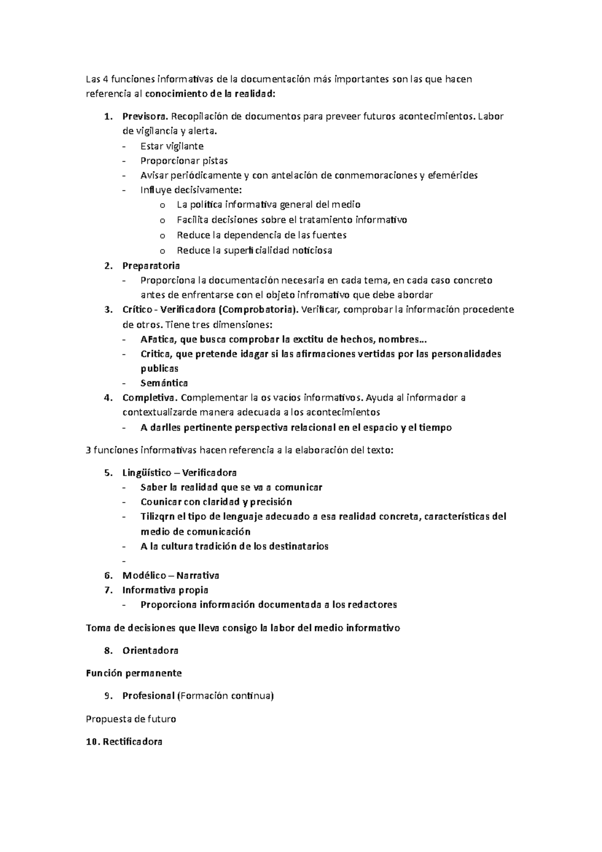 Las 4 funciones informativas de la documentación más importantes son ...