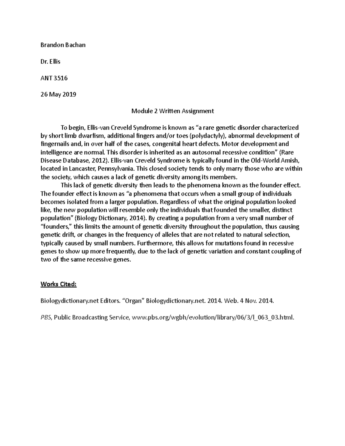 Module 2 written assignment Brandon Bachan - Brandon Bachan Dr. Ellis ...