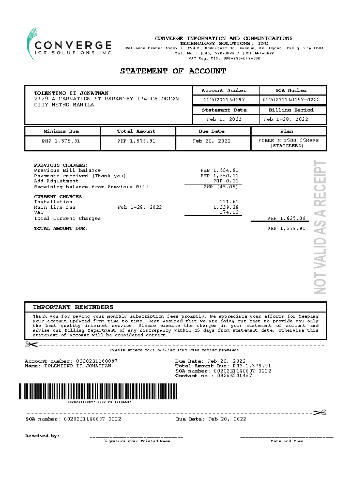 2022 02 01 0020231160097 - CONVERGE INFORMATION AND COMMUNICATIONS ...