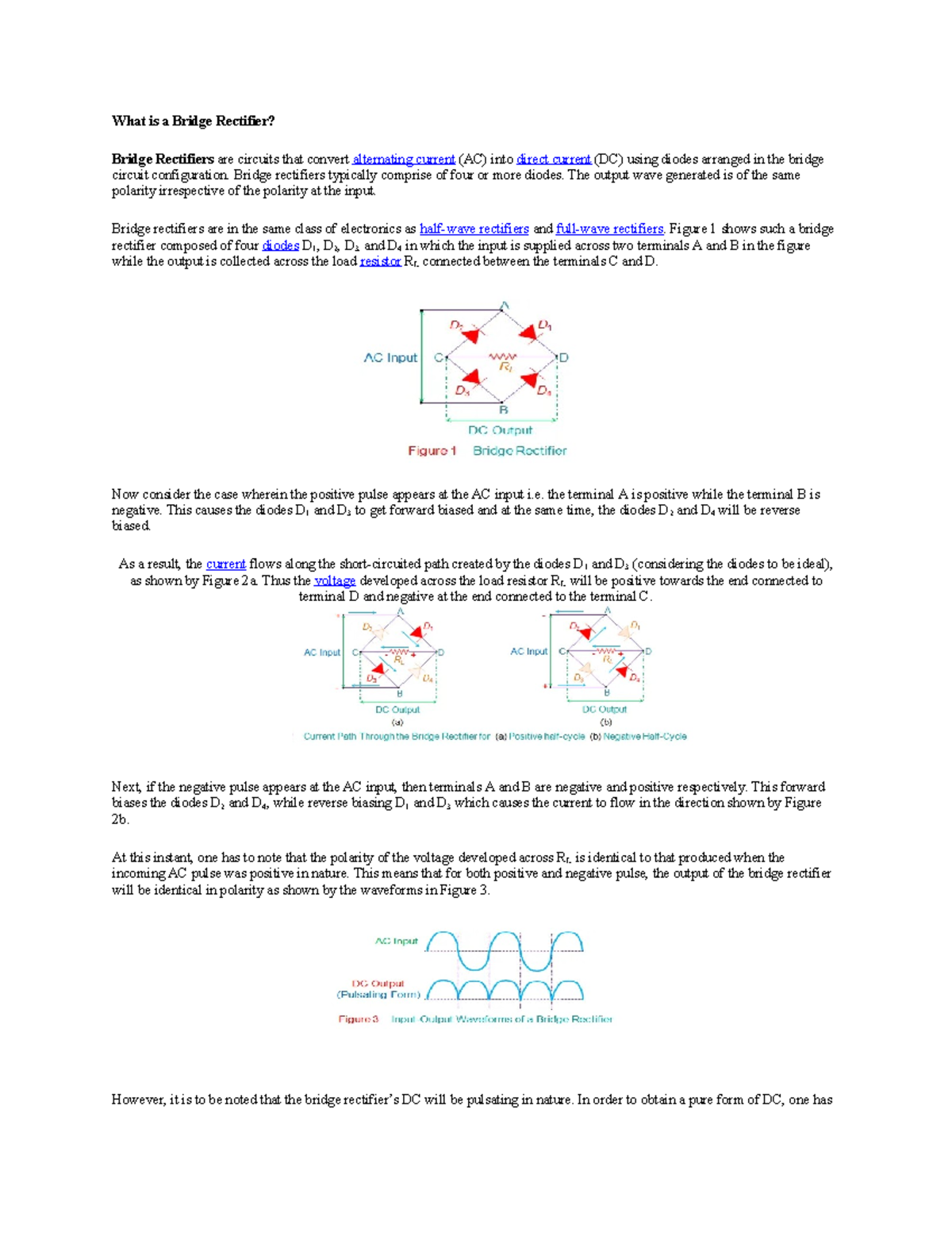 Bridge Rectifier - Fundamental Electrical and Electronic Principle ...