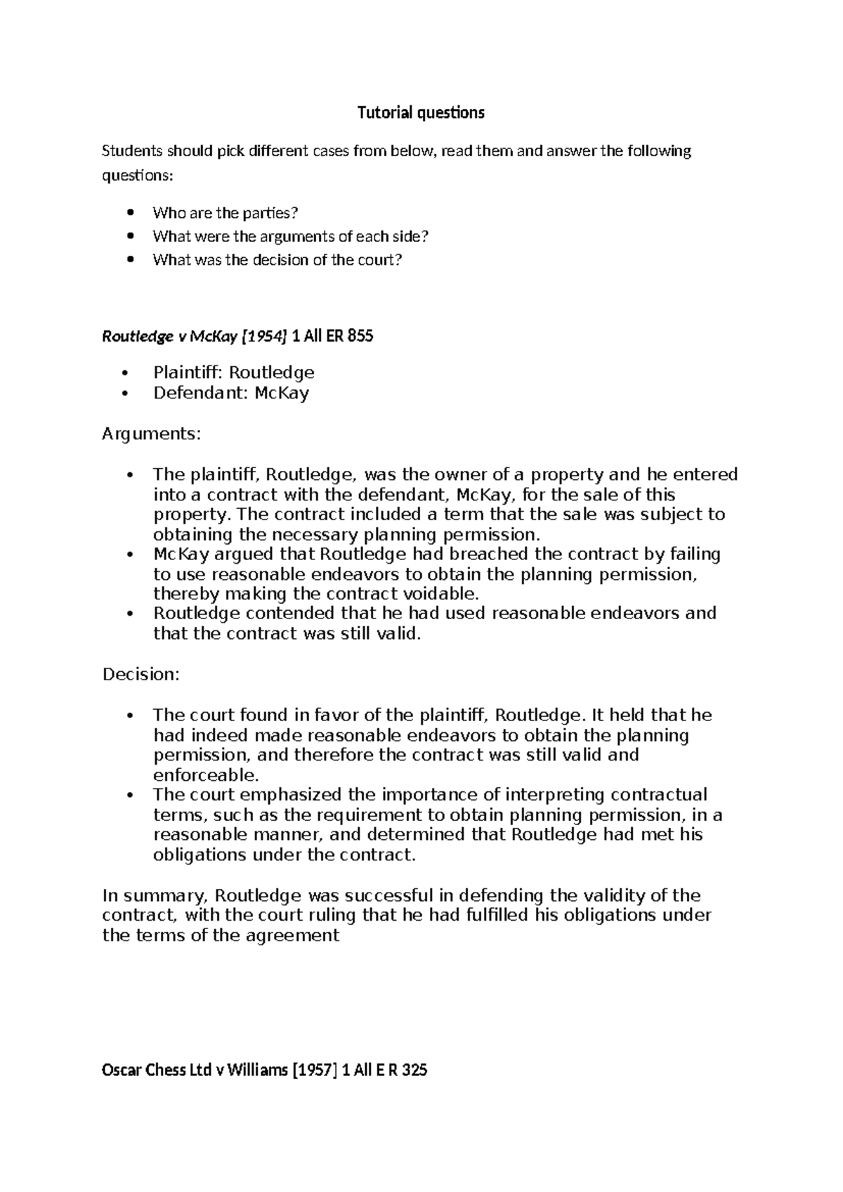 Week 6 Cases for tutorial - Tutorial questions Students should pick ...