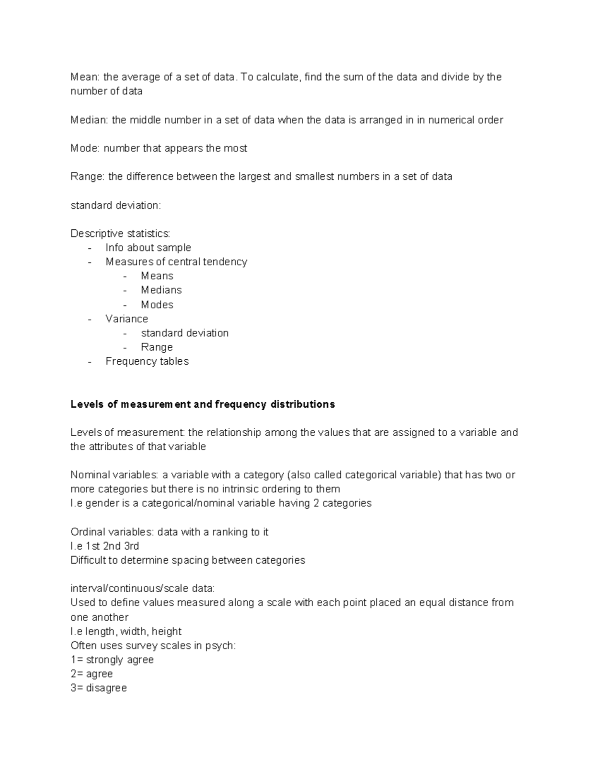 Data Analysis Notes Mean The Average Of A Set Of Data To Calculate Find The Sum Of The Data
