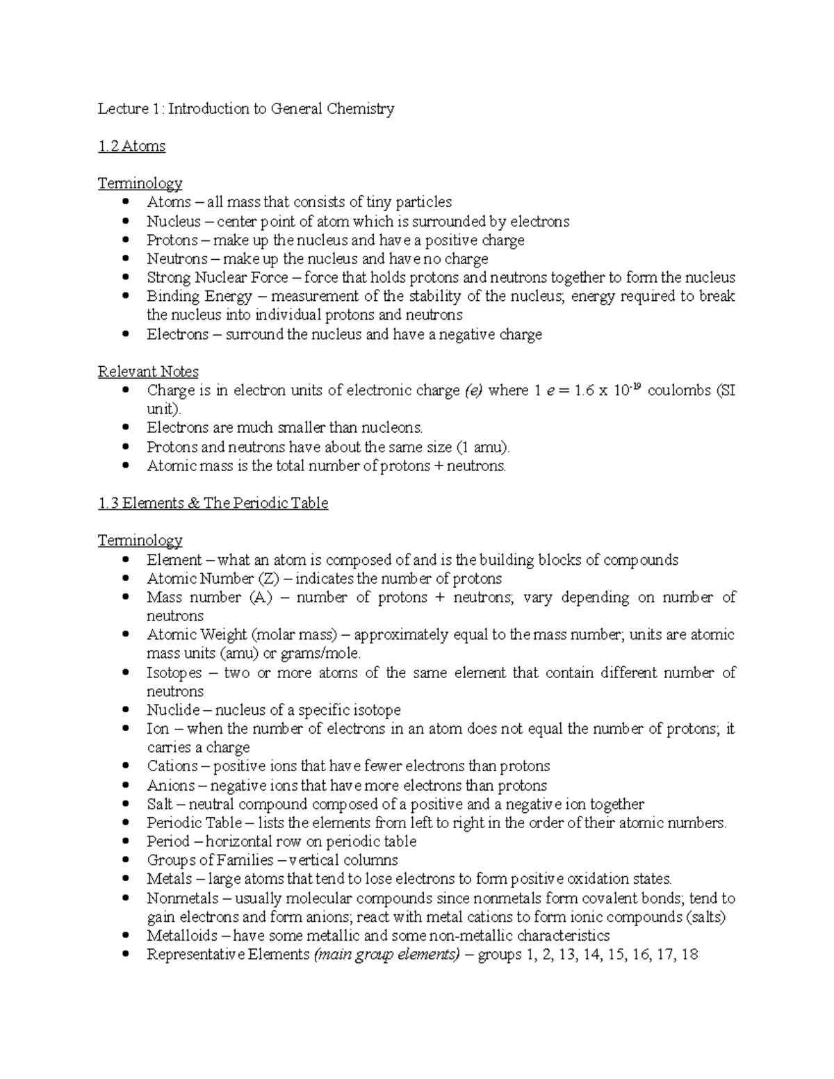 General Chemistry MCAT Document. Notes. Priya. Patel - Lecture 1 ...