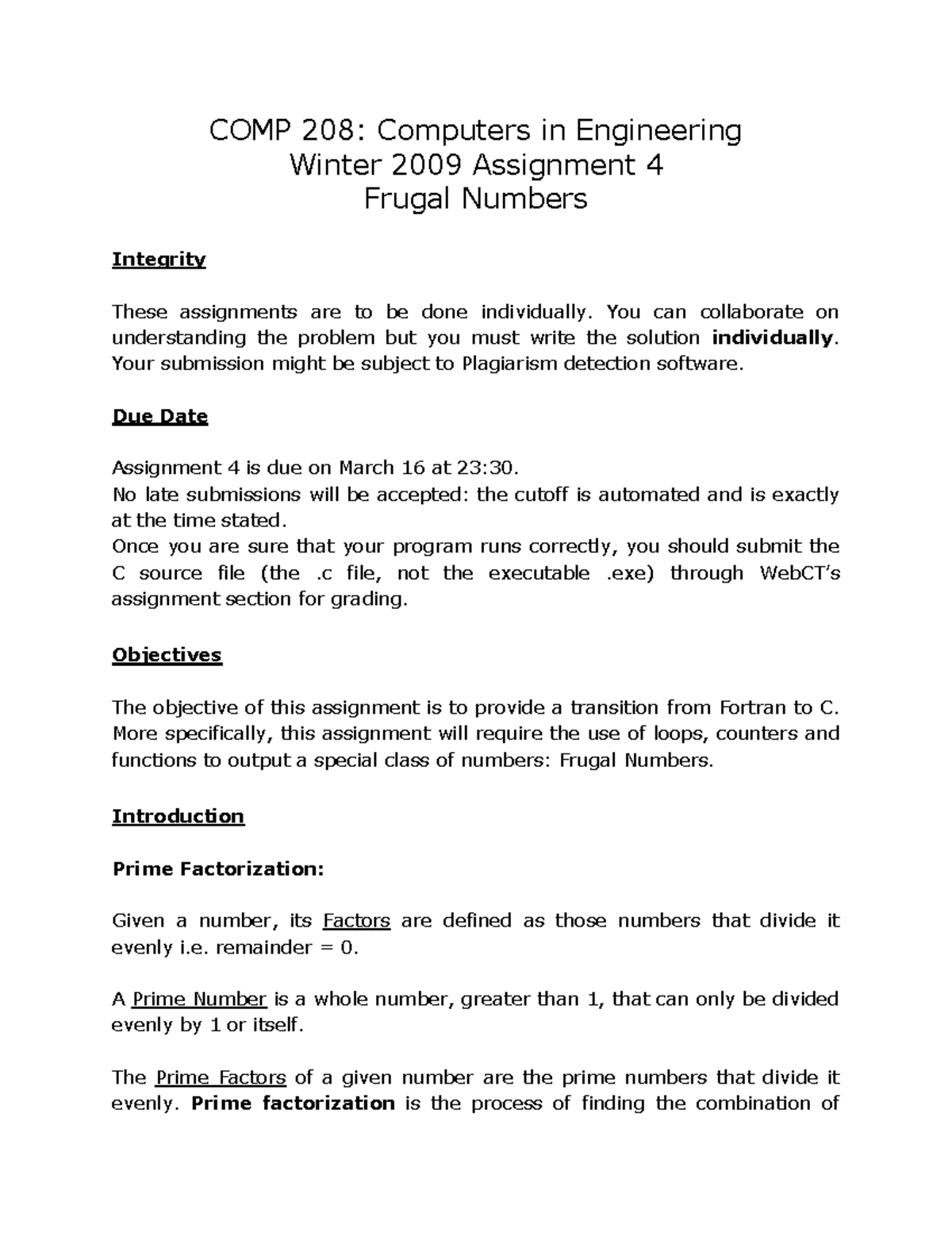 Assignment#4 - Winter 09 - - Studocu