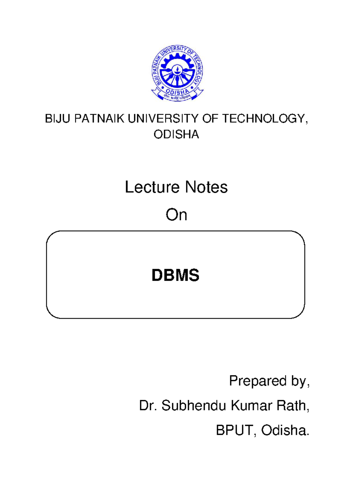 Database Management Systems Notes 2 - BIJU PATNAIK UNIVERSITY OF ...