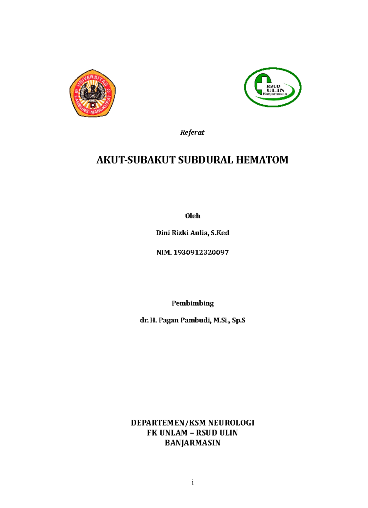 Referat akut dan subakut subdural hematom - Referat AKUT-SUBAKUT ...
